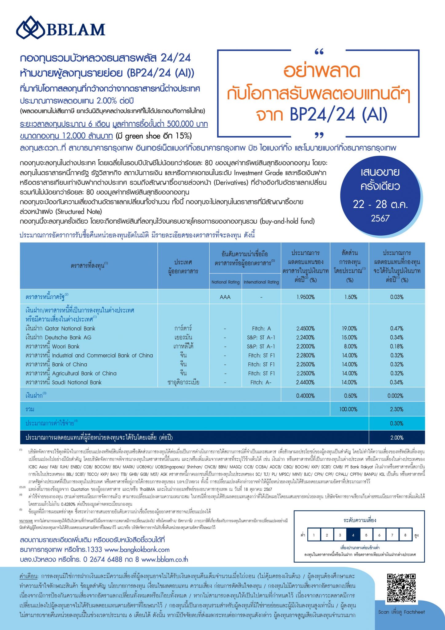 BBLAM เสนอขาย IPO ‘BP24/24(AI)’ วันที่ 22 - 28 ต.ค. 2567 - BUALUANG FUND